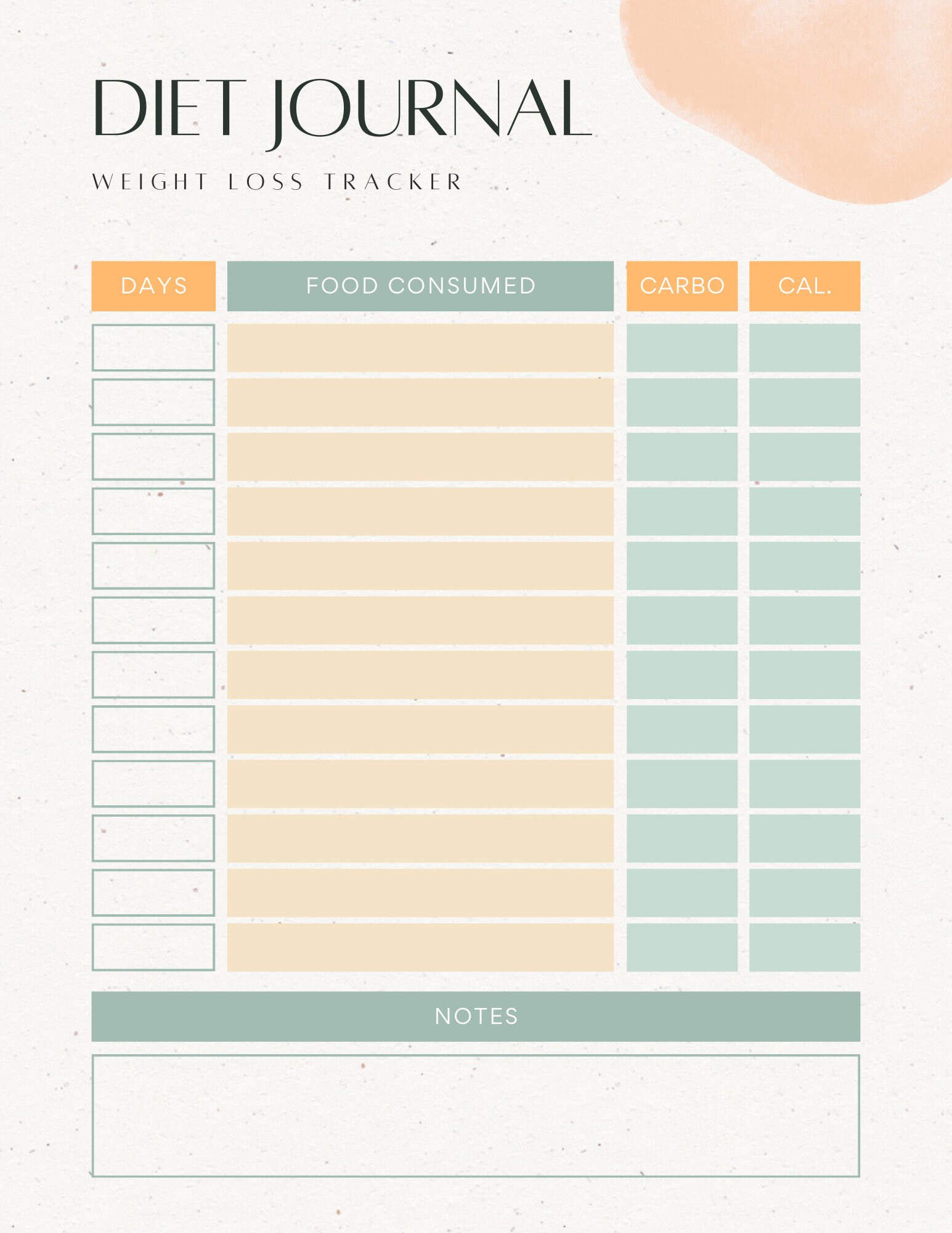 Printable Planner Meal Planner Diet Journal Meal Journal - Etsy