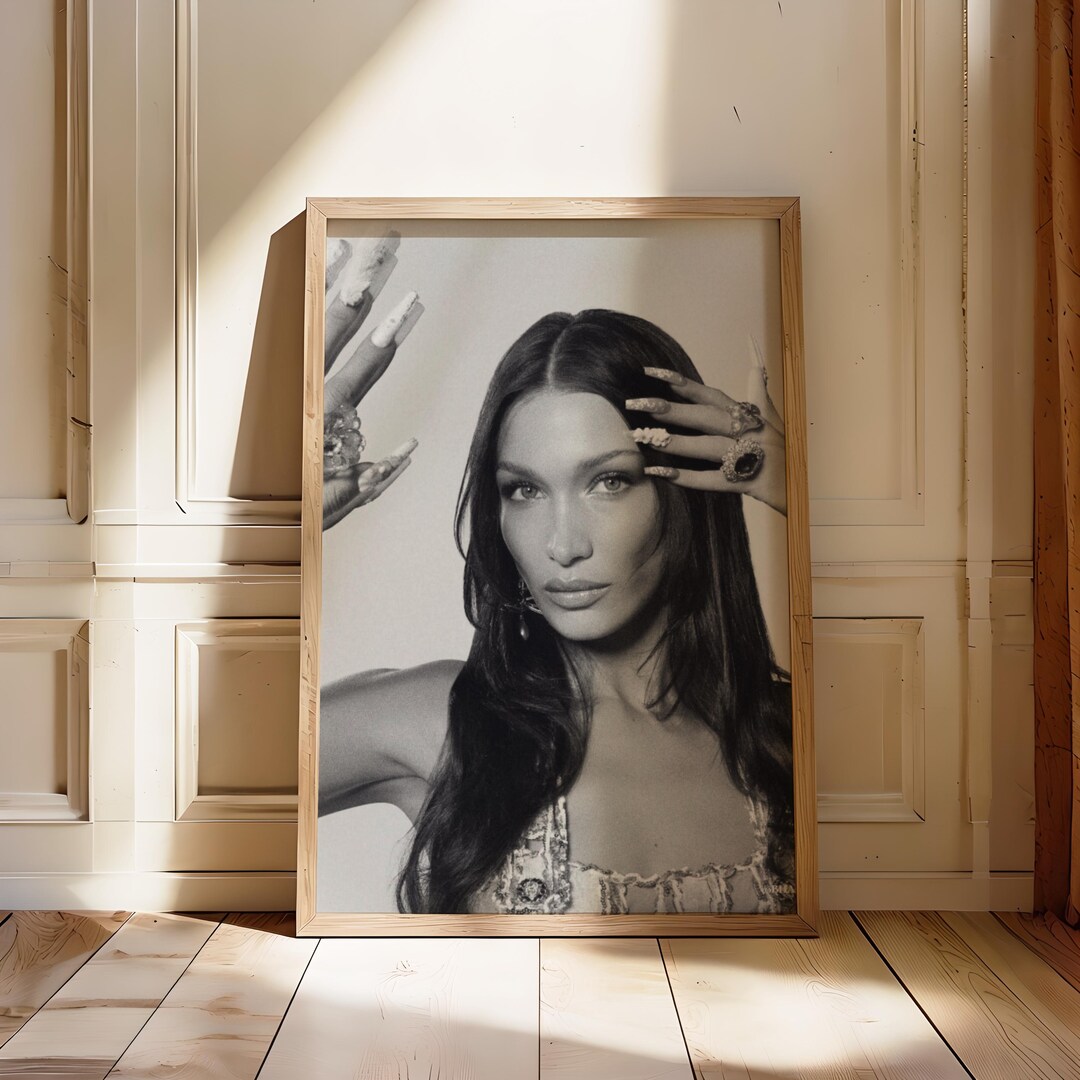 Bella Hadid Wall Art Print Poster Black and White Photography Print ...