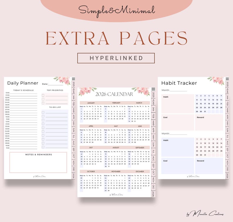 Digital Planner 2025 Pink Floral for Goodnotes, Notability. Dated and ...