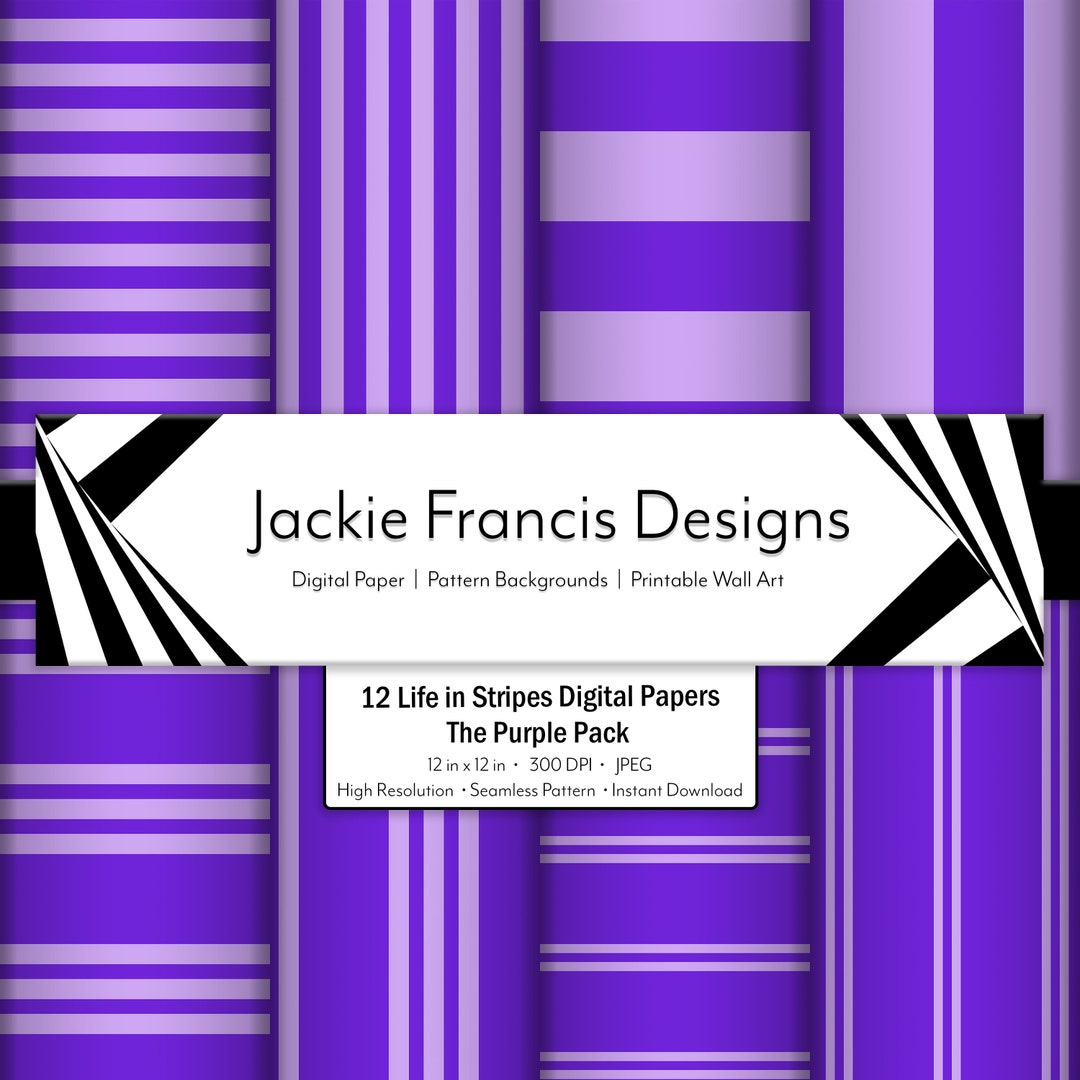 Purple Stripes Digital Paper, Stripes Digital Download Scrapbook Paper ...