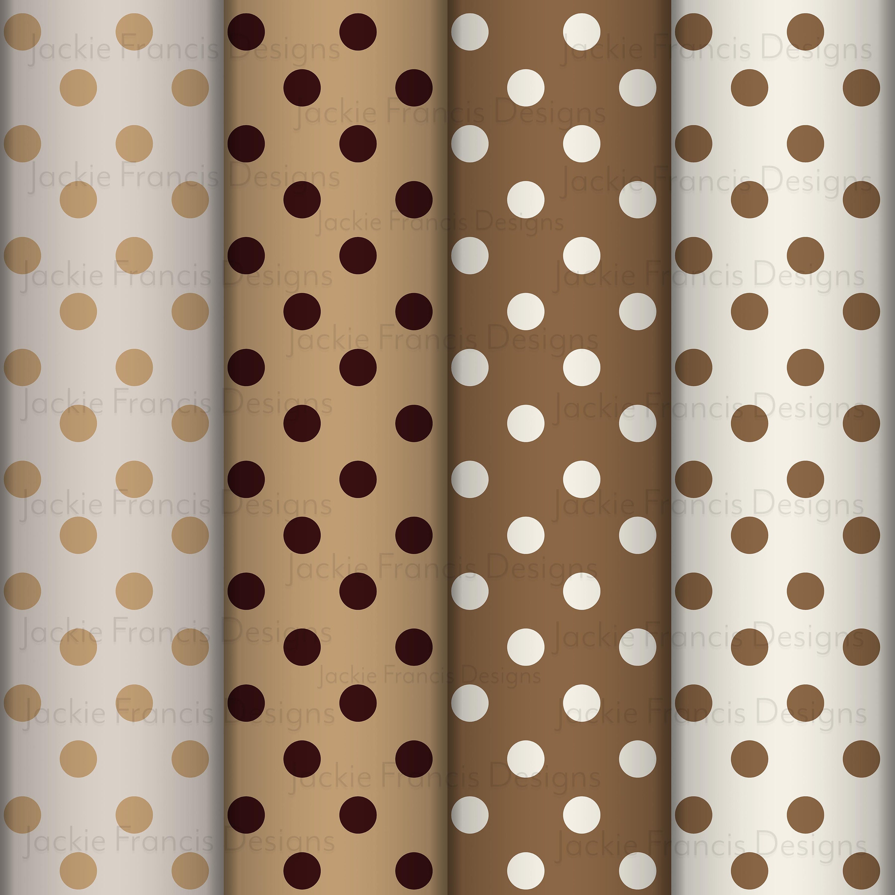 Boho Polka Dots Digital Paper Pack, 16 Brown & Cream Dots Seamless ...