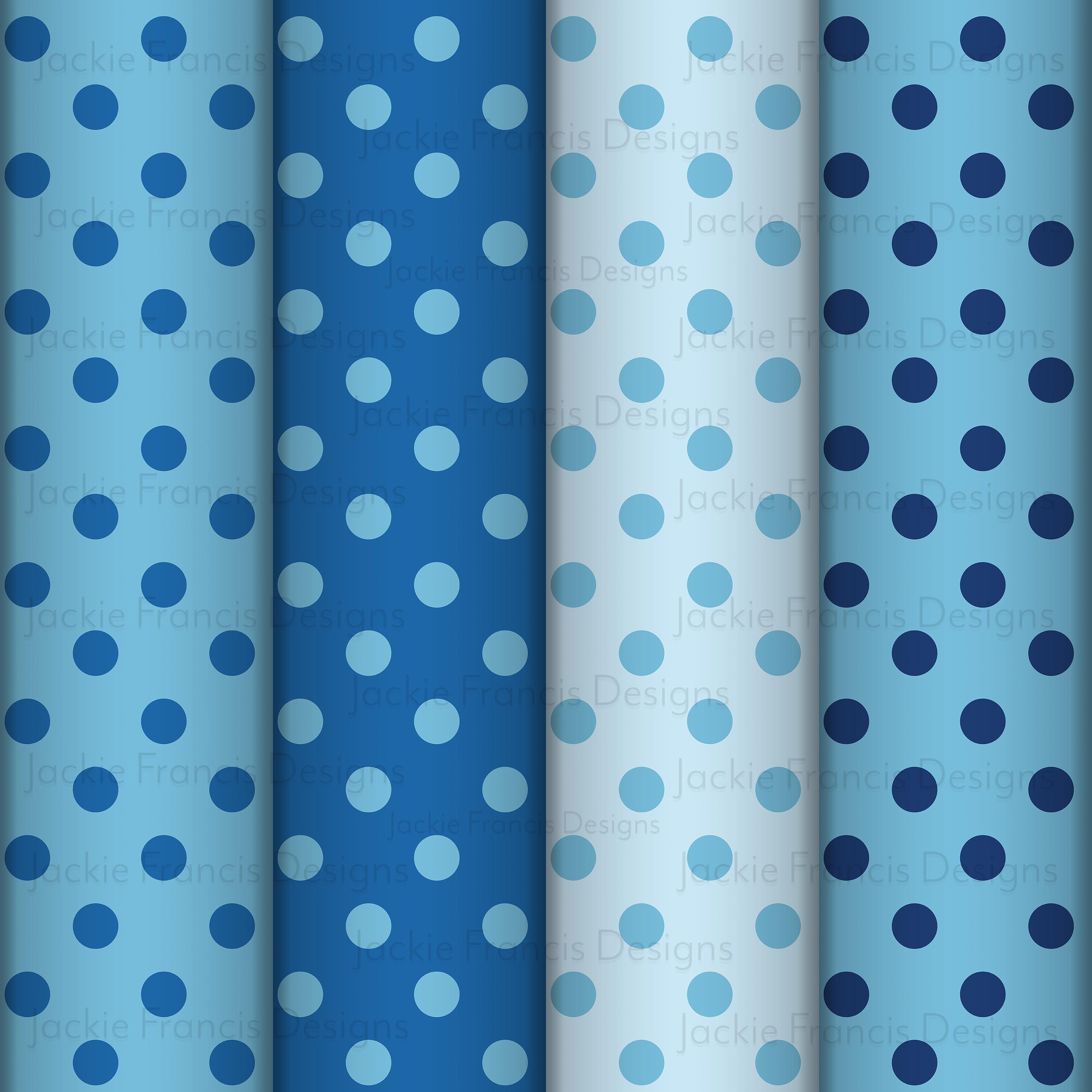 Blue Polka Dots Digital Paper Pack, 16 Blue Polka Dots Seamless ...