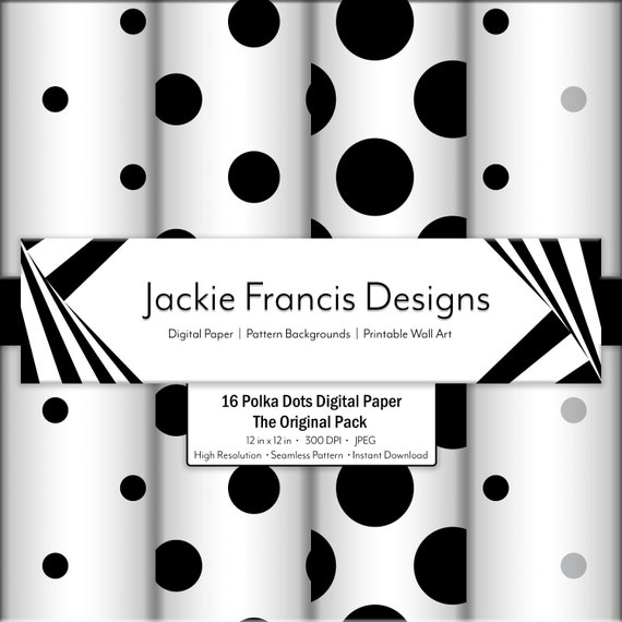 Black and White Polka Dot Digital Papers Polka Dot Patterns - Etsy