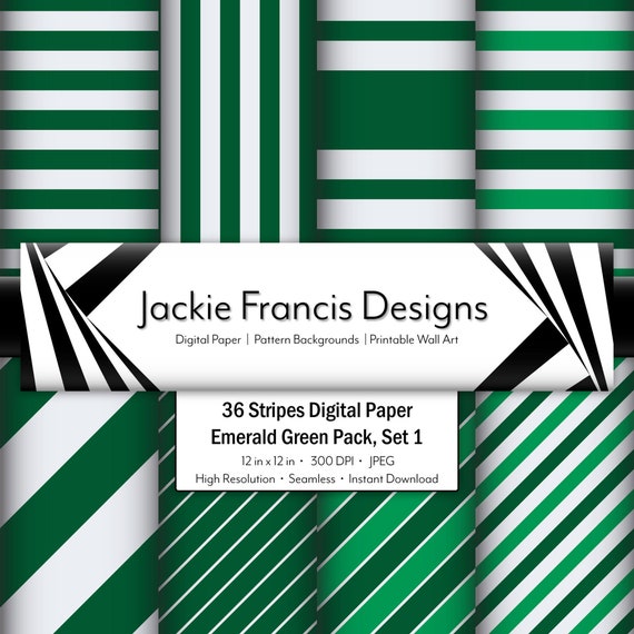 Emerald Green and White Digital Scrapbook Paper Bundle in - Etsy
