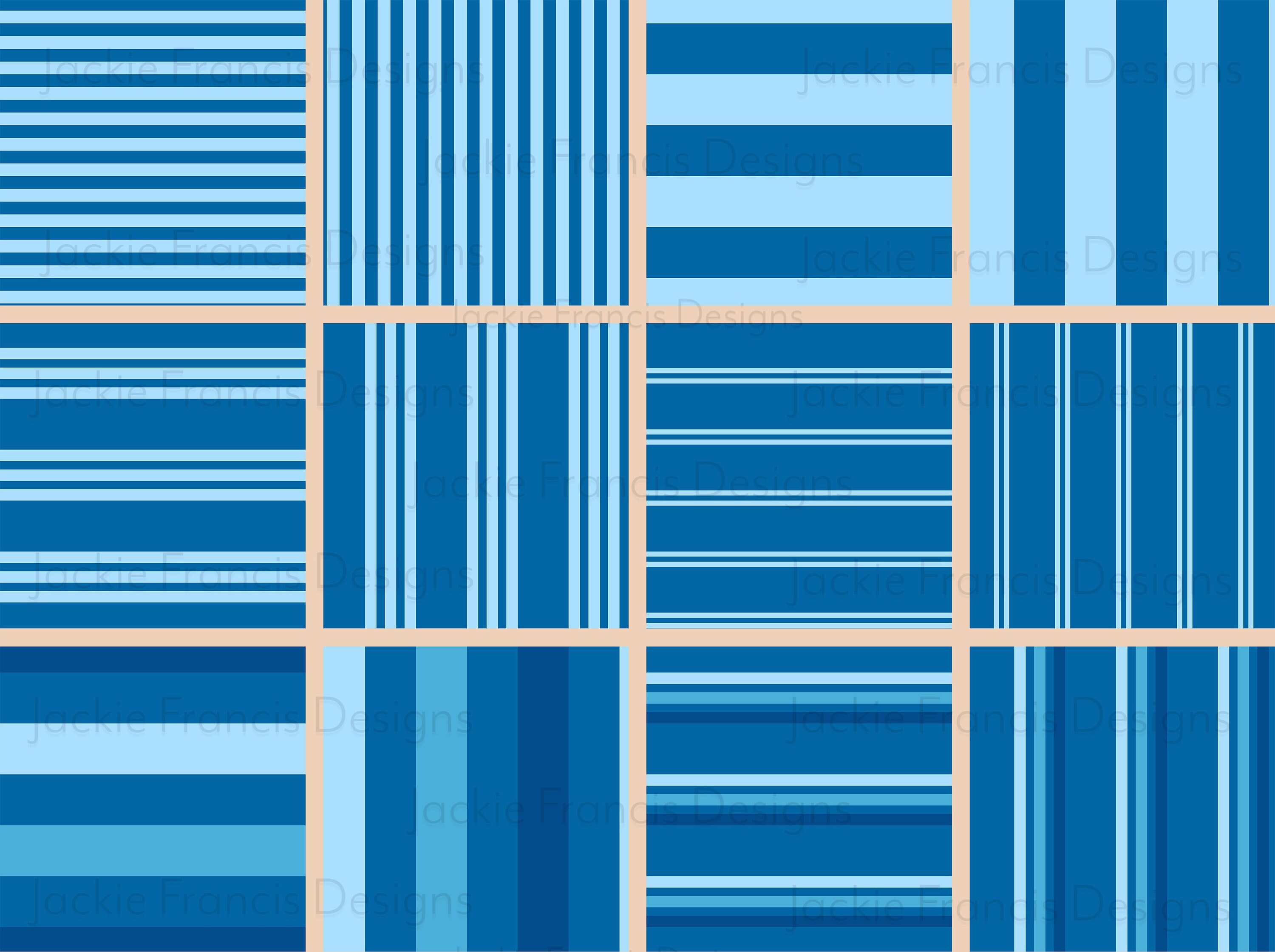 Blue Stripes Digital Paper, Dark Blue Stripes Digital Download ...