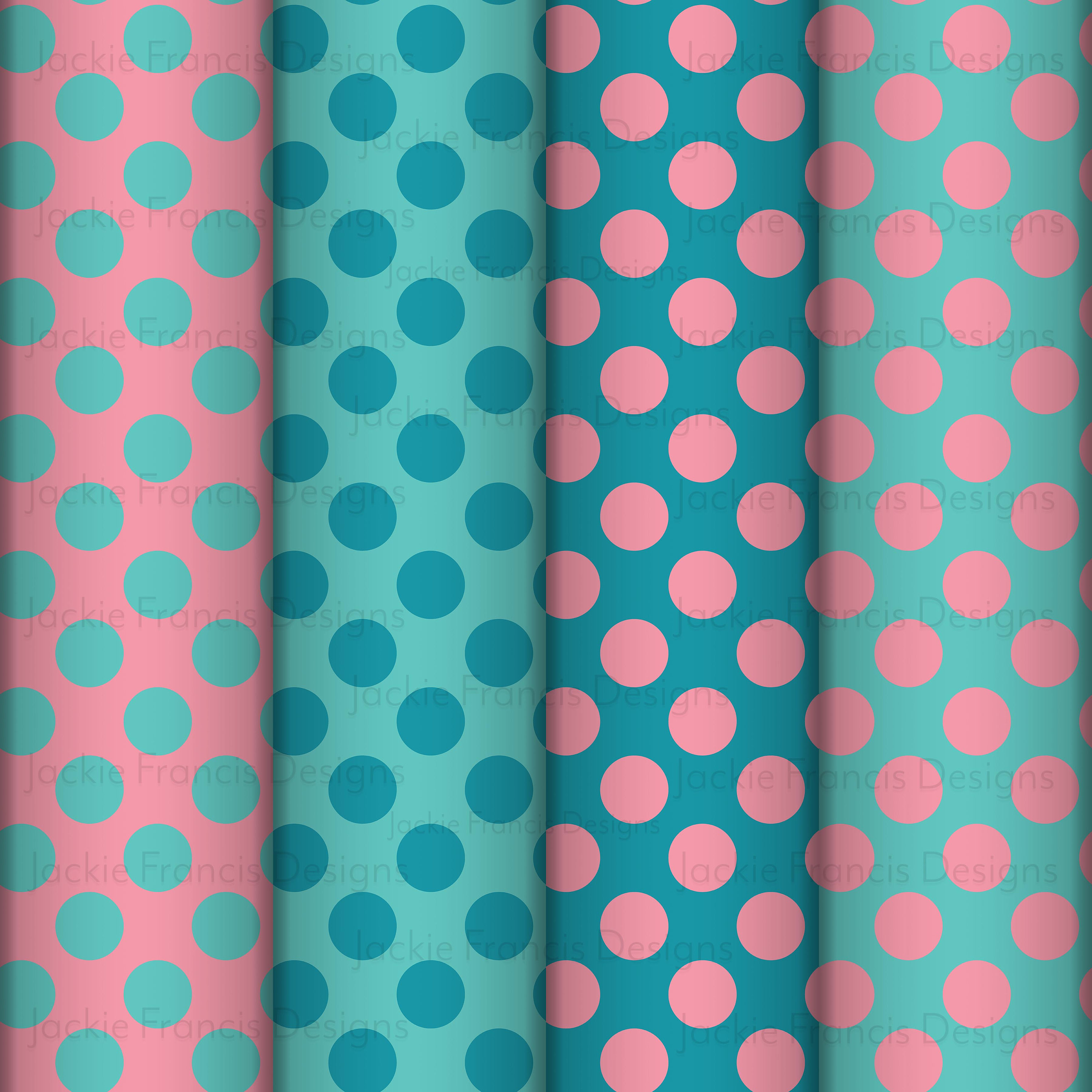 Pink and Blue Polka Dots Digital Paper Pack, 16 Bright Pink Polka Dots ...