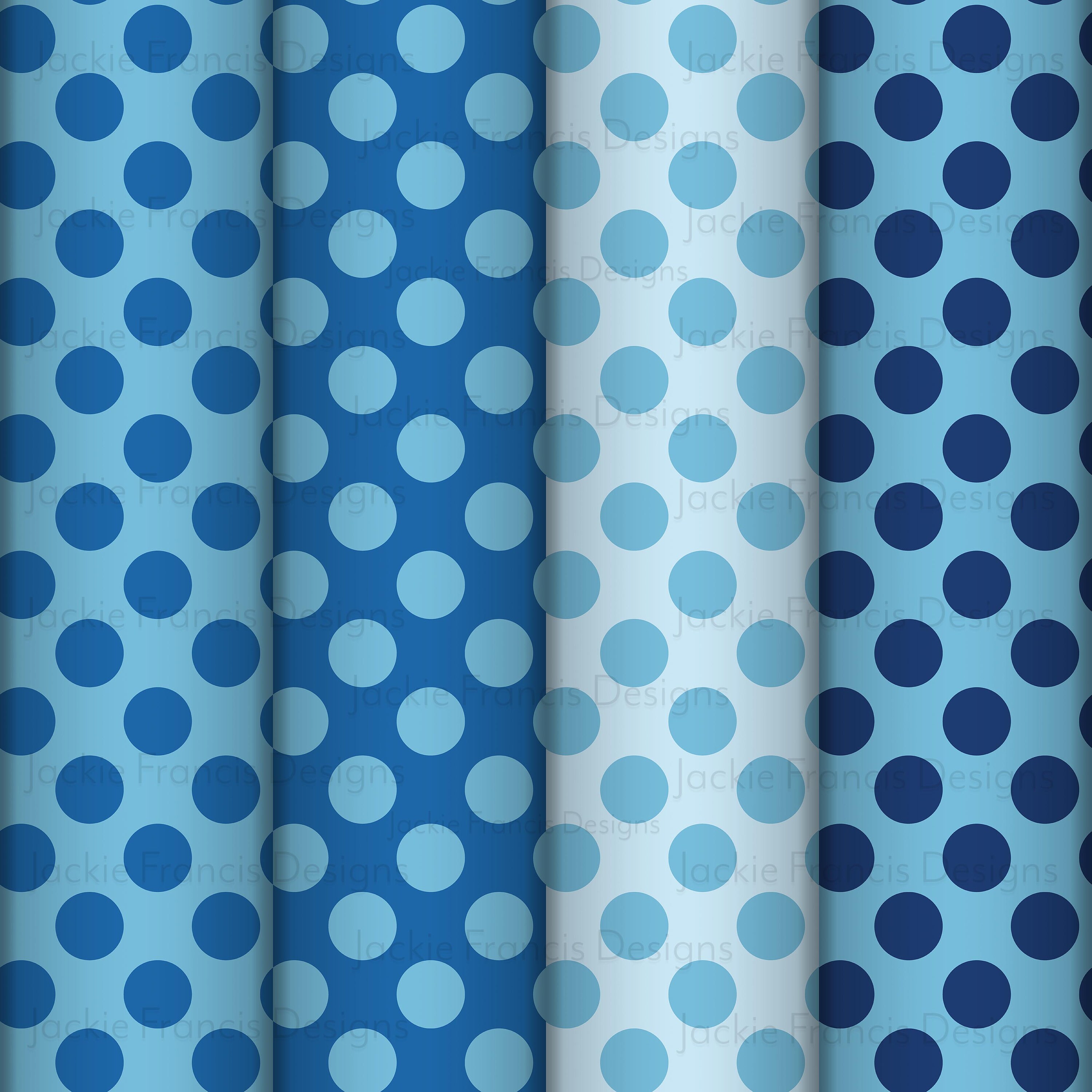Blue Polka Dots Digital Paper Pack, 16 Blue Polka Dots Seamless ...