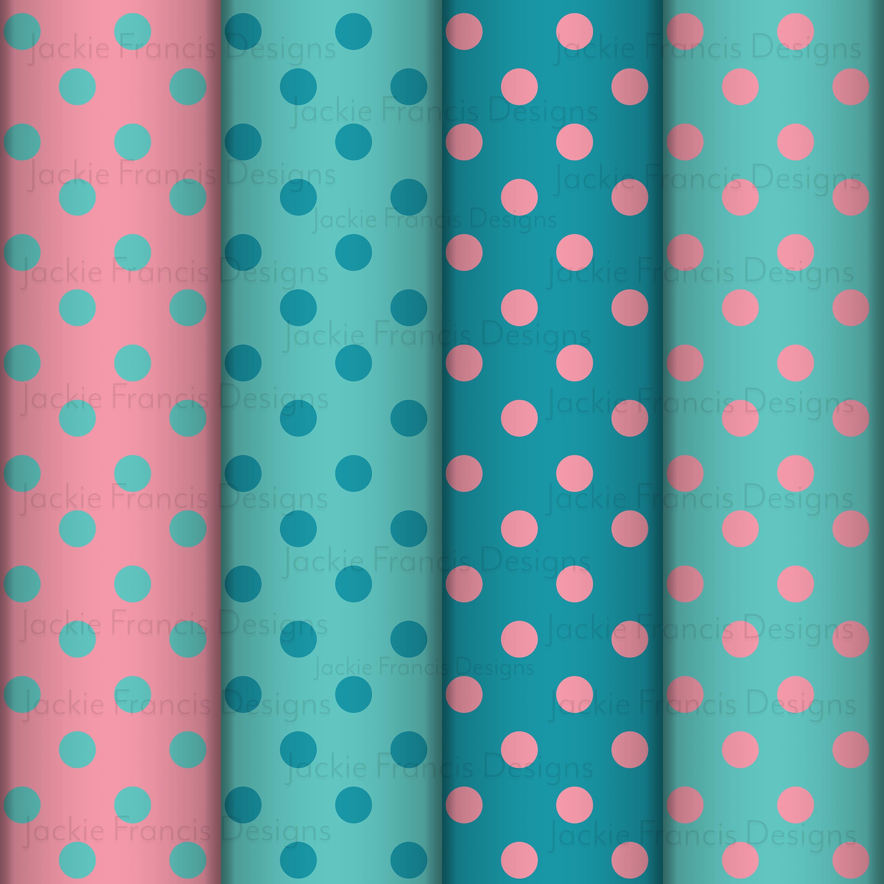Pink and Blue Polka Dots Digital Paper Pack, 16 Bright Pink Polka Dots ...