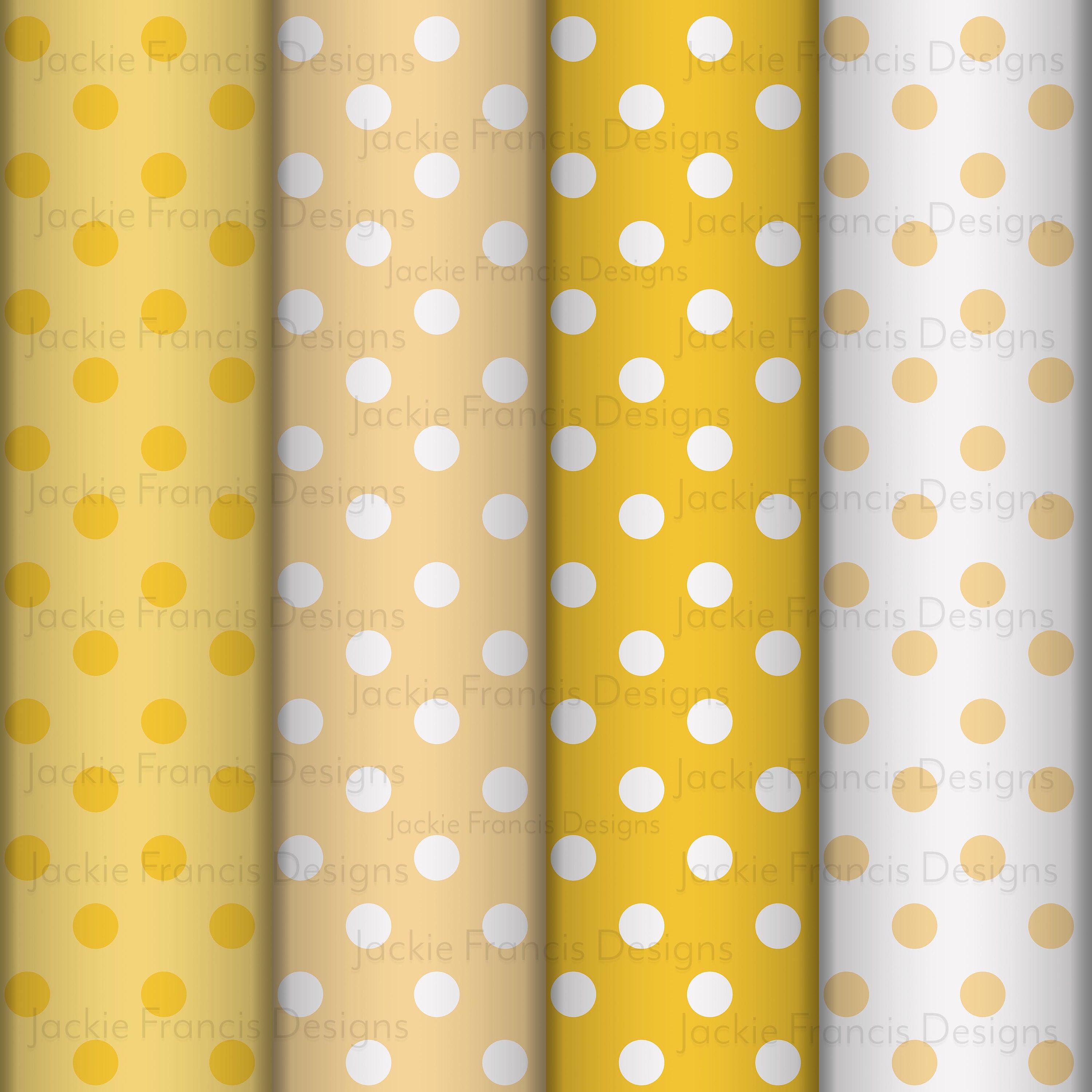 Yellow Polka Dots Digital Paper Pack, Yellow Seamless Pattern, Instant ...
