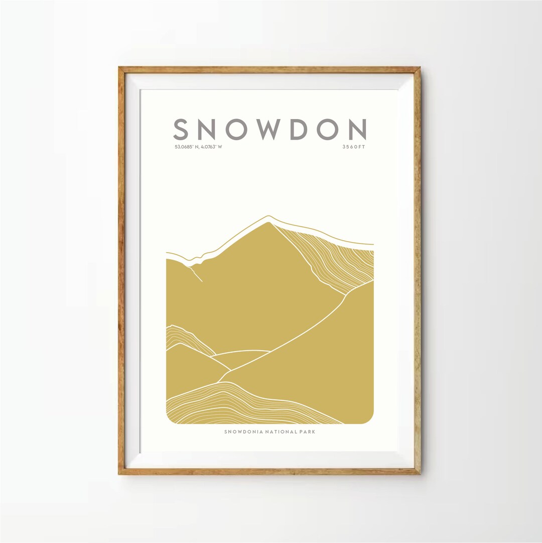 Snowdon Mountain Print Contour, Line Art, Minimalist, Snowdonia Print ...