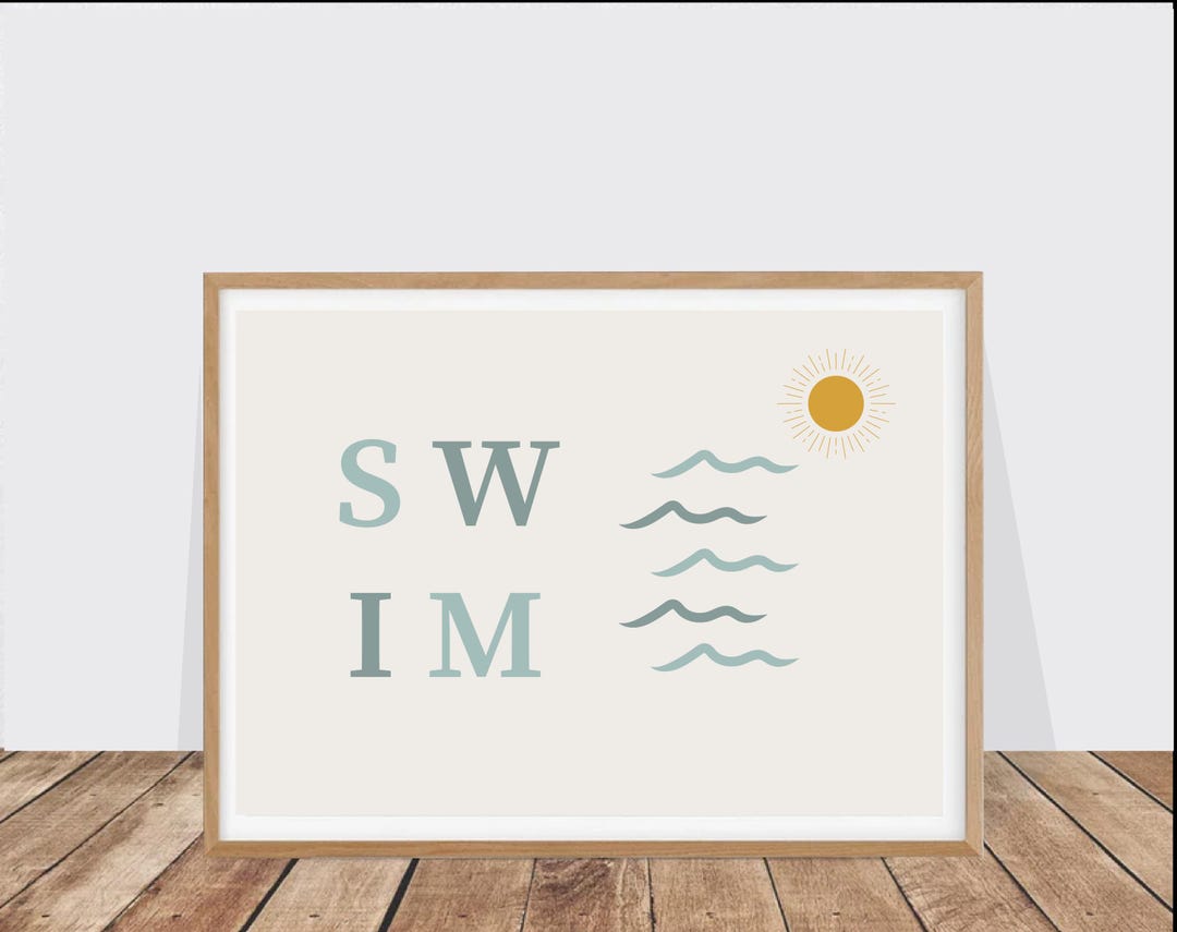 Wild Swimming Print - Wild Swimming, Line Art, Minimalist, Swim Print ...