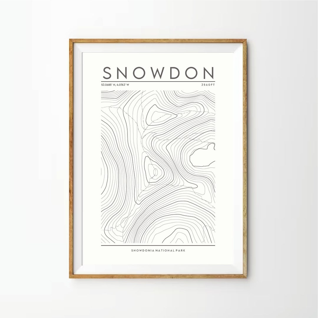 Snowdon Contour Print - Contour, Line Art, Minimalist, Snowdonia Print ...
