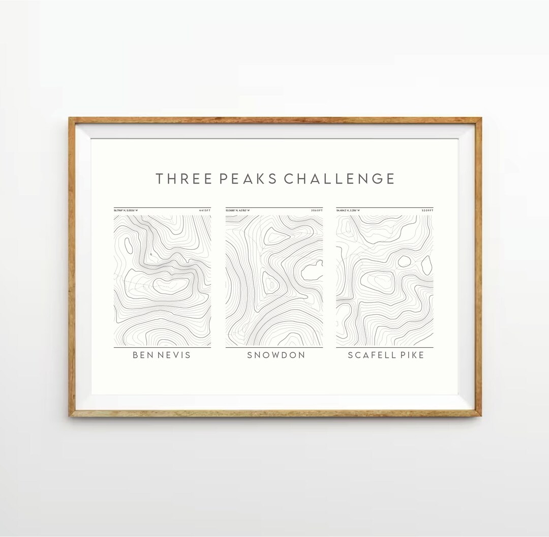 3 Peaks Contour Print - Contour, Line Art, Minimalist, Three Peaks ...