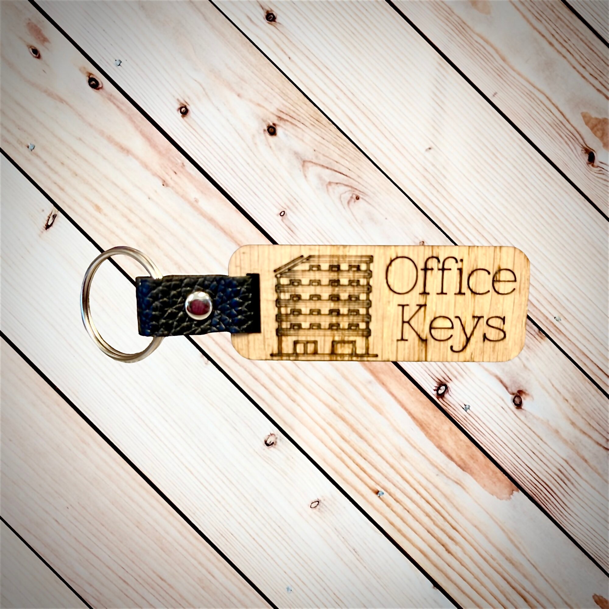Set of 6 Building Wood and Leather Digital Custom Keychains | House ...