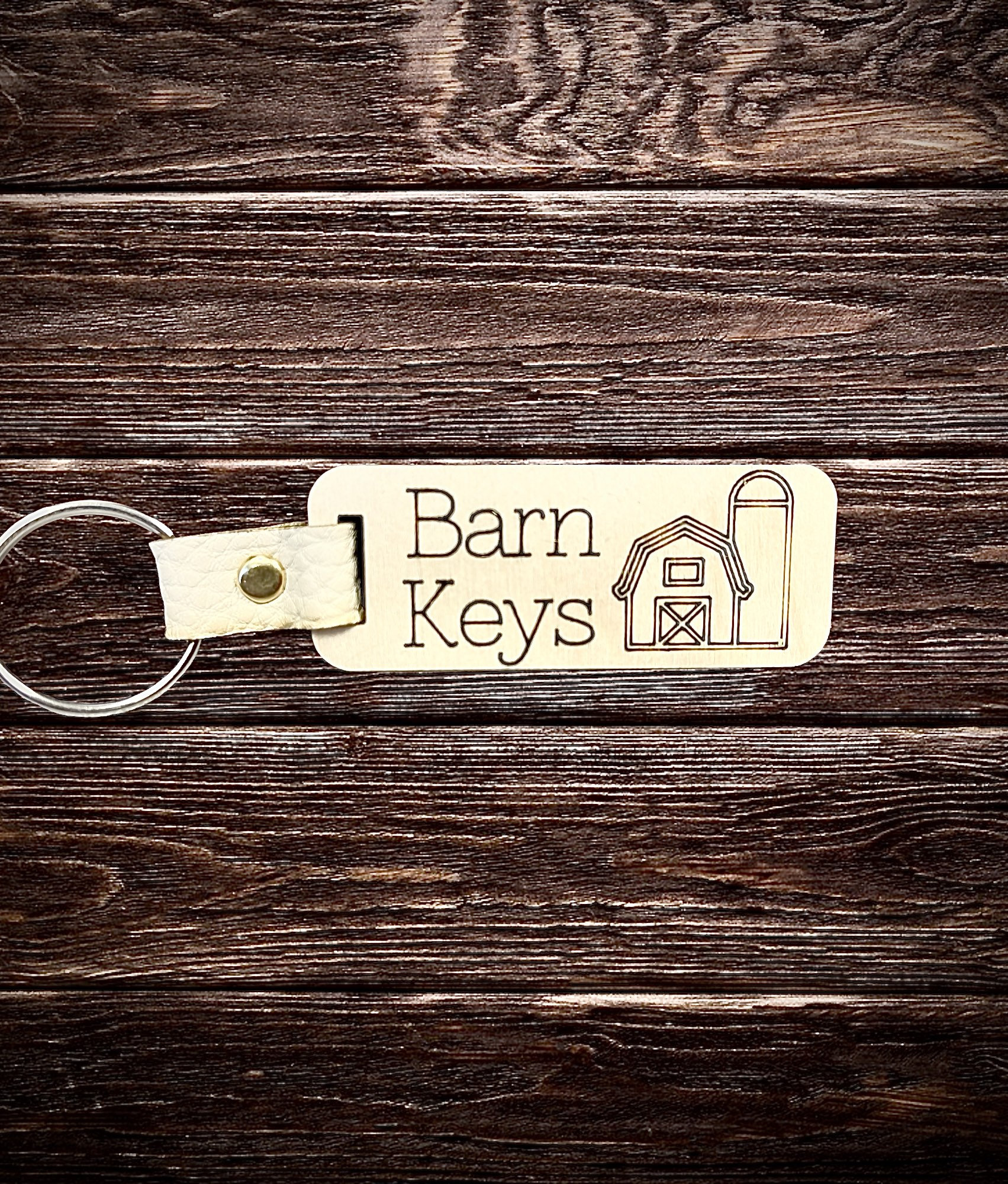 Set of 6 Building Wood and Leather Digital Custom Keychains Cottage ...