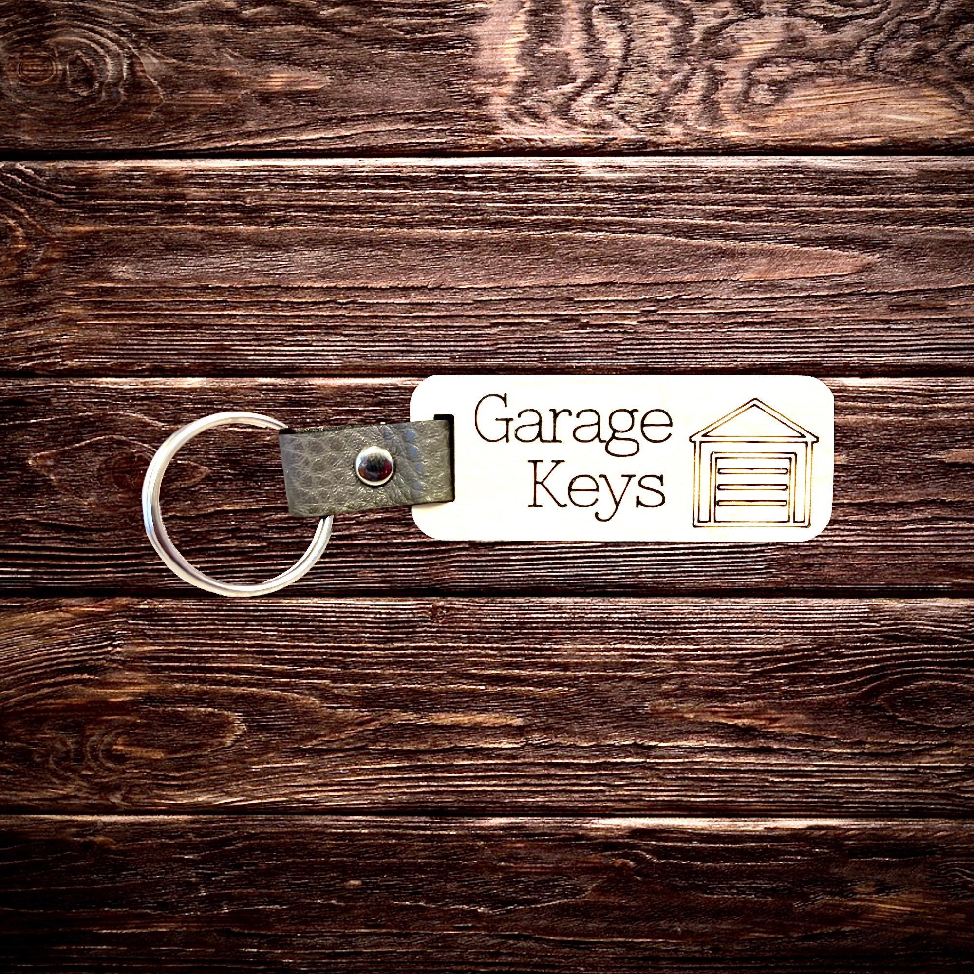Set of 6 Building Wood and Leather Digital Custom Keychains Cottage ...