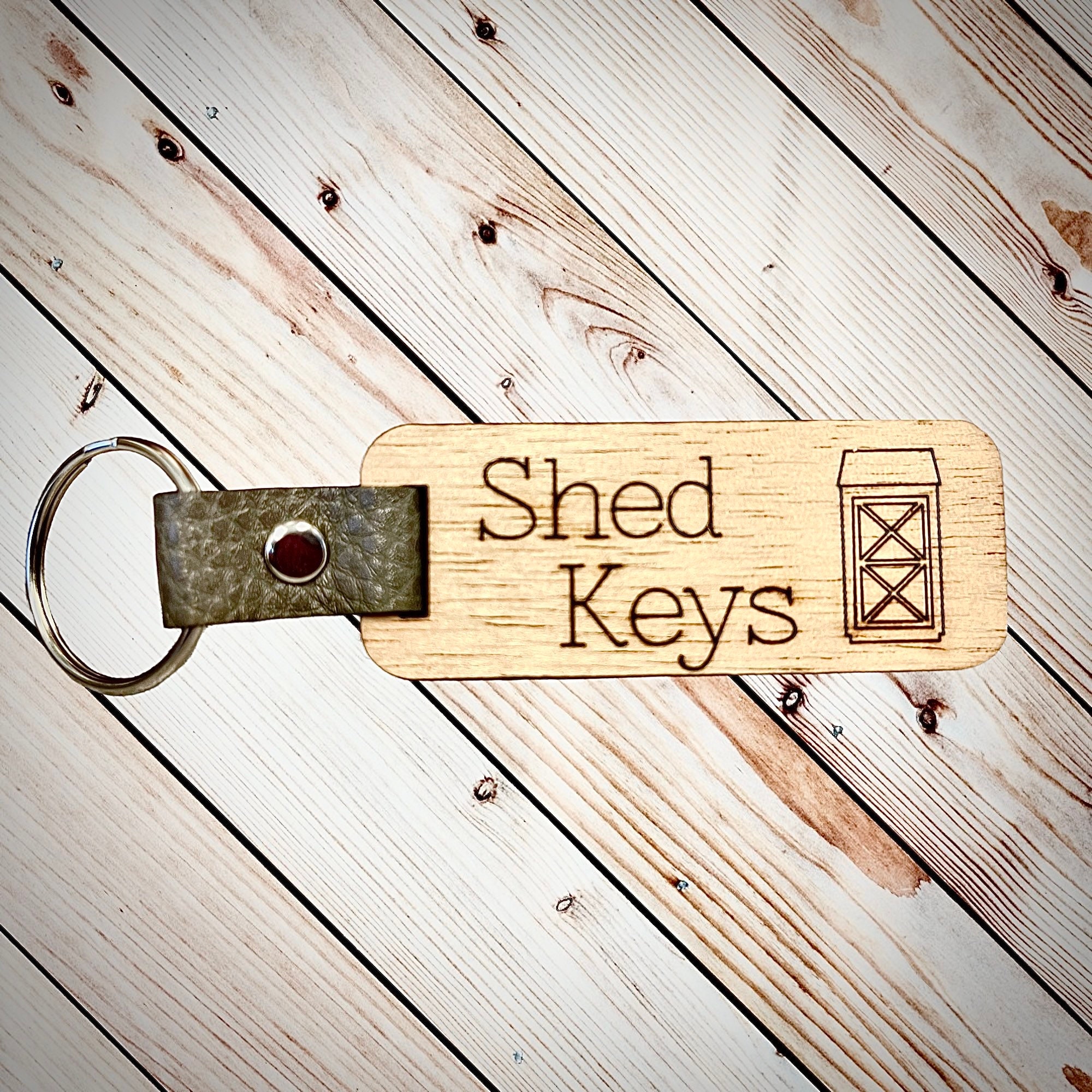 Set of 6 Building Wood and Leather Digital Custom Keychains House ...
