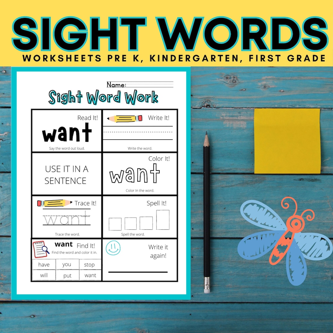 Kids SIGHT WORDS PRINTABLE Pre-k, Kindergarten, First Grade, Classroom ...