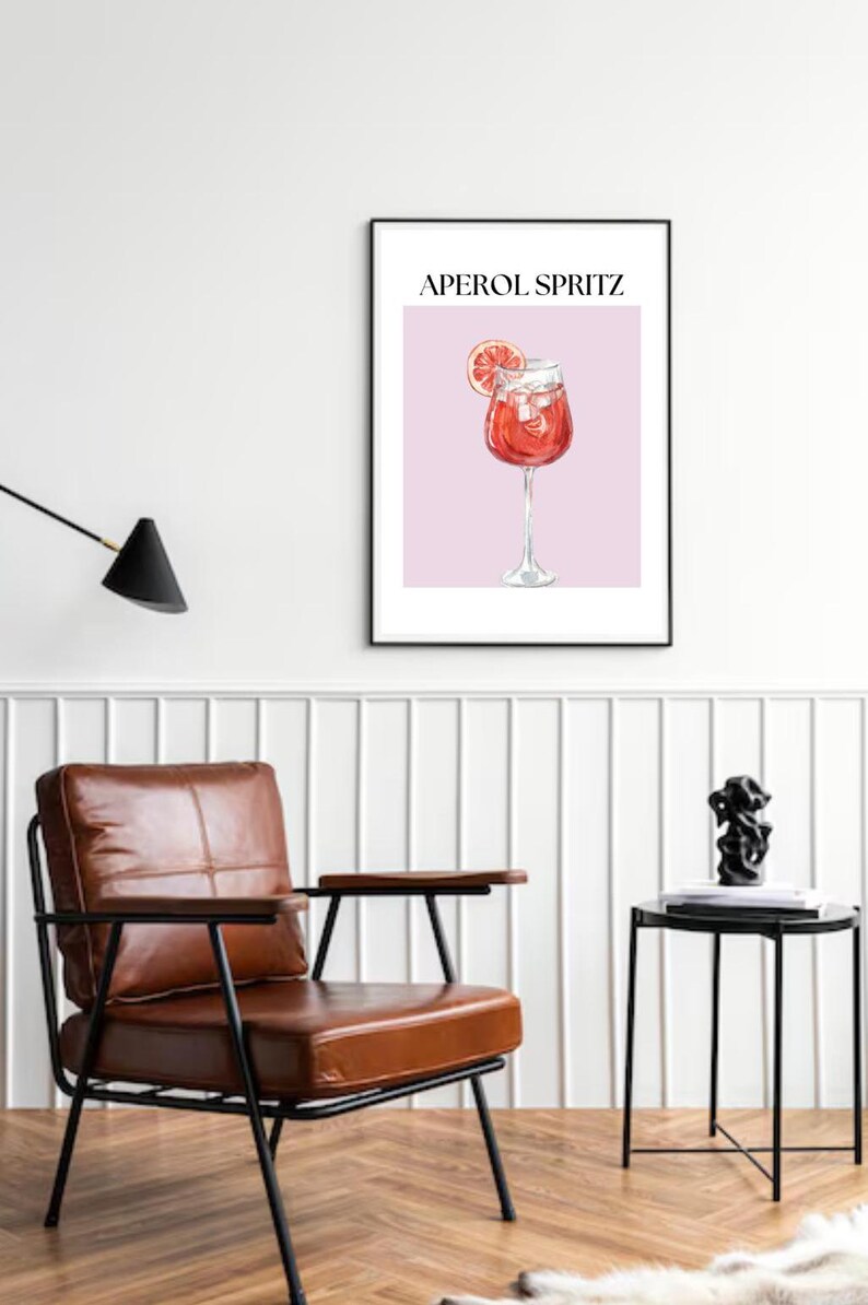 Watercolor Aperol Spritz Art Print | Digital Download | Bar Cart Decor ...