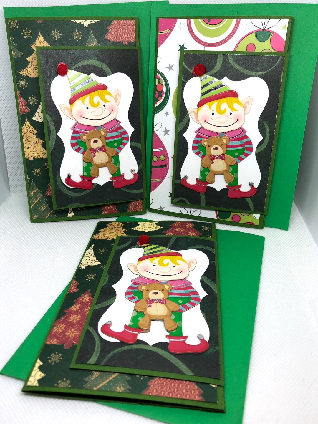 Handmade Christmas Elf Card Set – Double Flap With Gift Pocket - Etsy