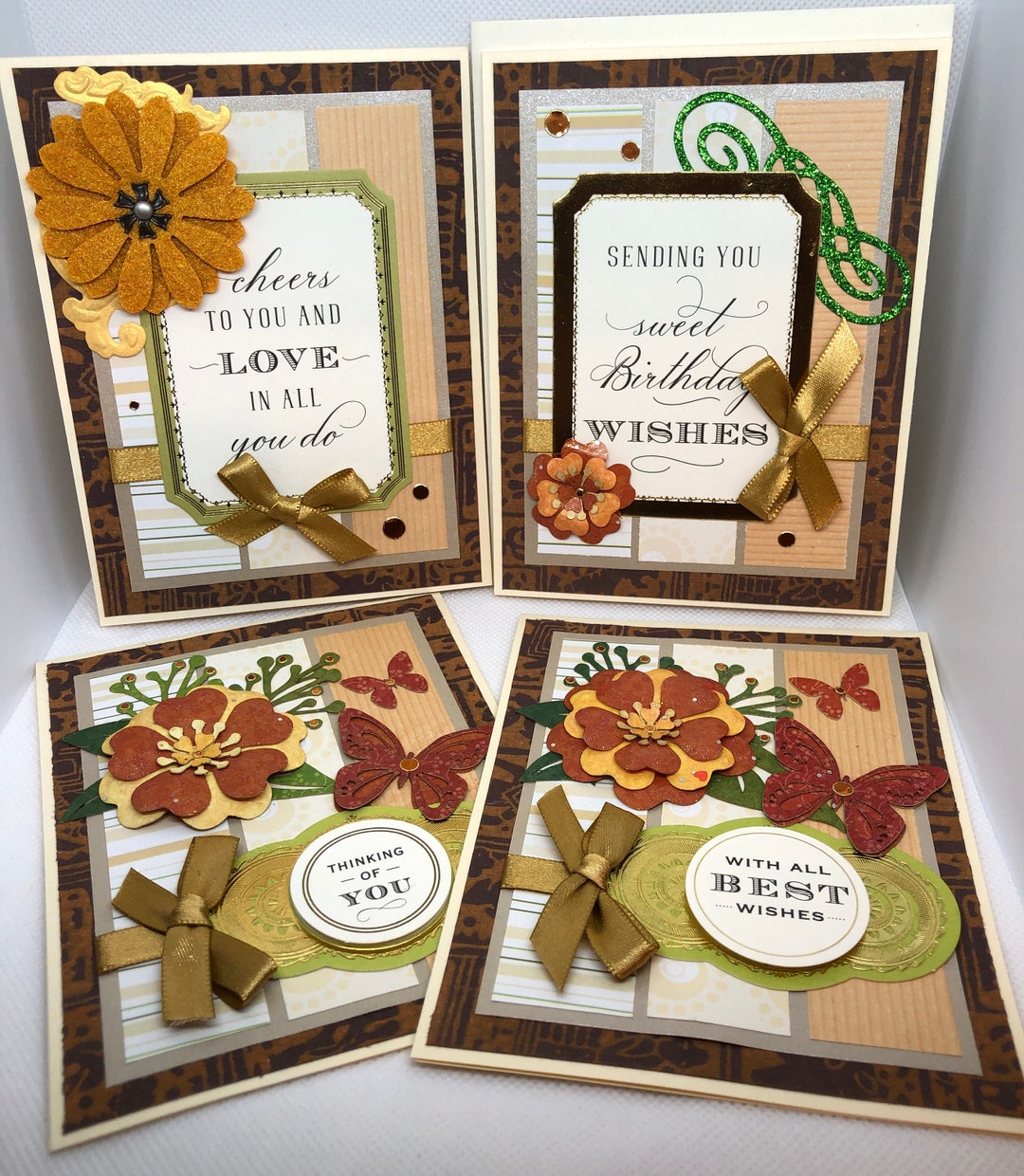 Handmade Fall Birthday Card: Brown Papyrus Paper Flowers - Etsy