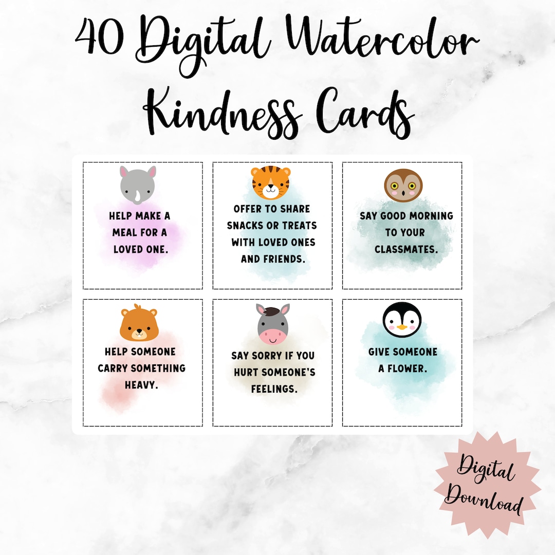 Printable Kindness Cards for Kids | Set of 36 Children’s Kindness Cards ...