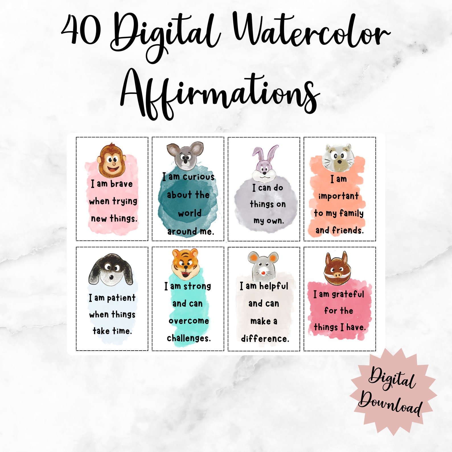 Printable Children's Positive Affirmation Cards | Set of 32 Kids ...