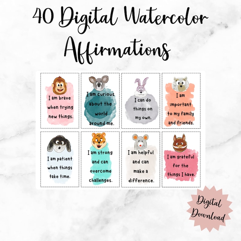Printable Children's Positive Affirmation Cards | Set of 32 Kids ...