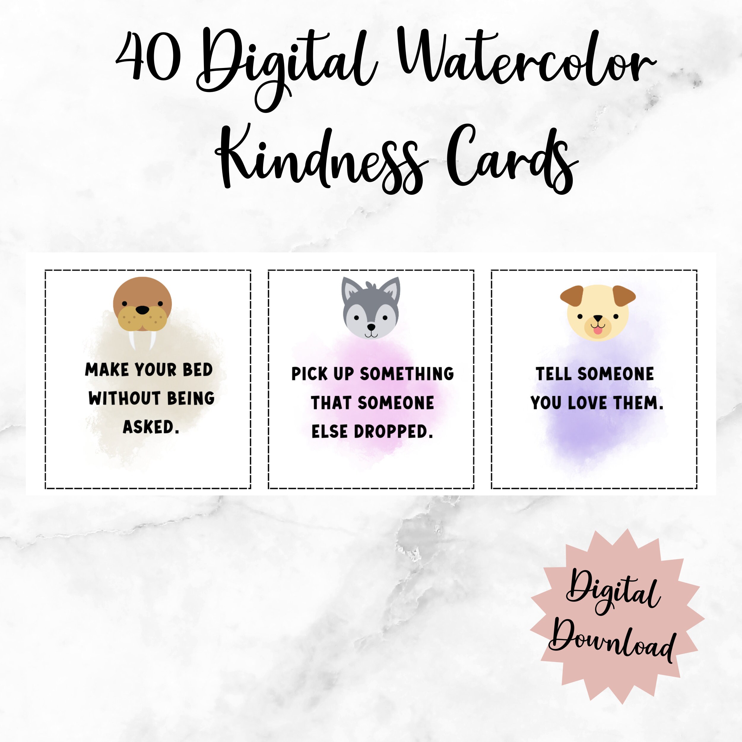 Printable Kindness Cards for Kids | Set of 36 Children’s Kindness Cards ...