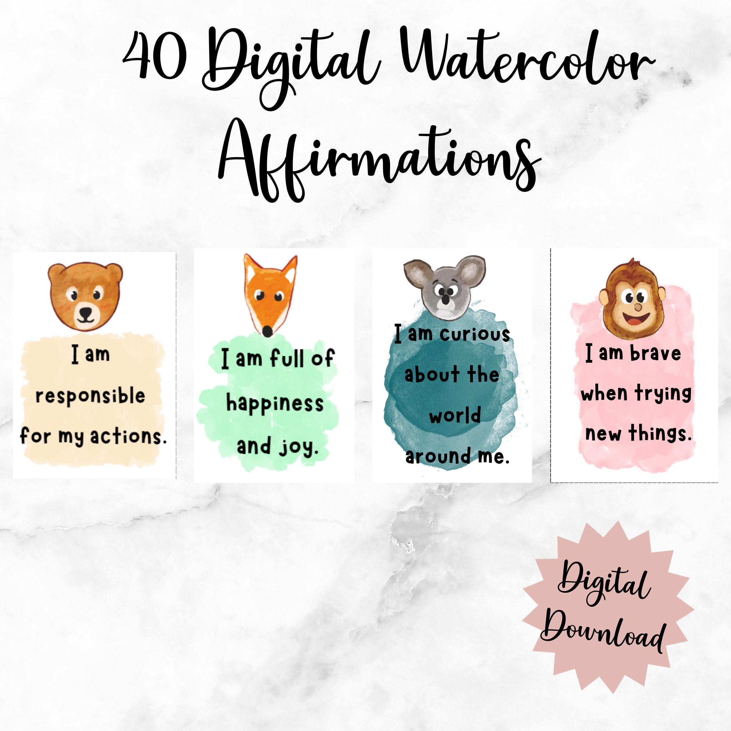 Printable Children's Positive Affirmation Cards | Set of 32 Kids ...