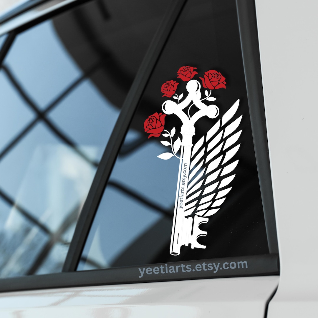AOT Key Decal, Wing of Freedom Sticker, Attack on Titan Decal, Rose ...