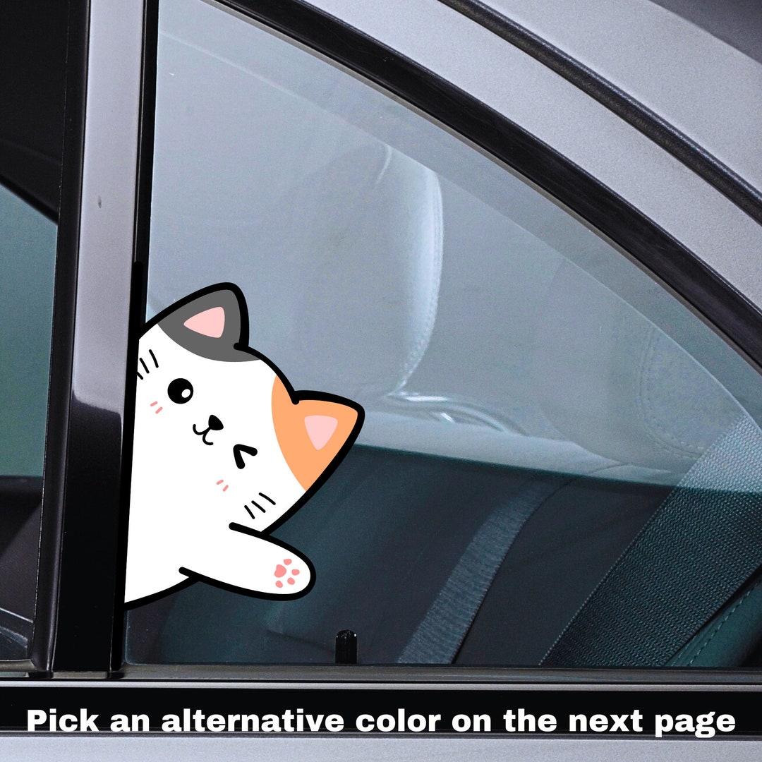 Cat Peeker Car Decal - Side Window Hello Cat Sticker, Bongo Cat Decal ...