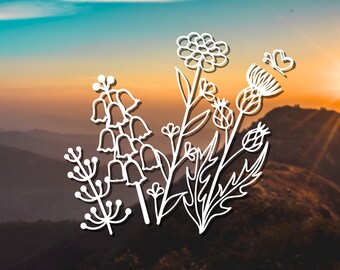 Wildflower Corner Decal, Boho Car Decal, Flower Car Decal, Plant Lover ...