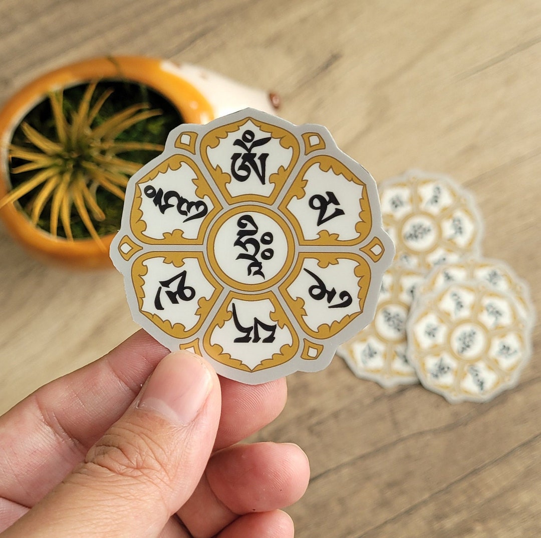 Om Mani Padme Hum Mantra Sticker, Mantra Sticker, Mandala, Buddhism ...