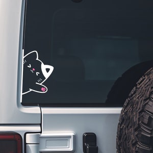 Cat Peeker Car Decal - Side Window Hello Cat Sticker, Bongo Cat Decal ...