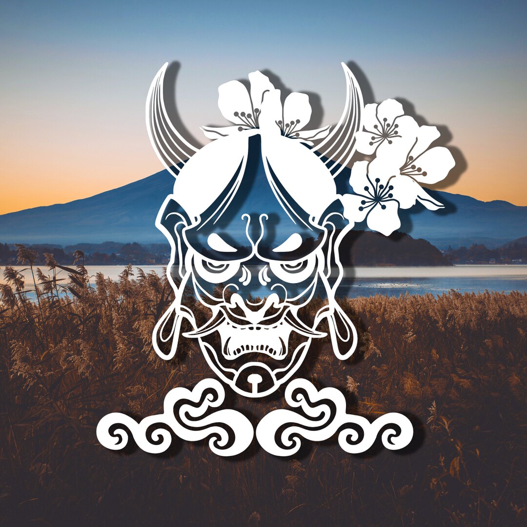Oni Mask Decal, Hannya Decal , Japanese Monster Decal, Sakura Decal ...