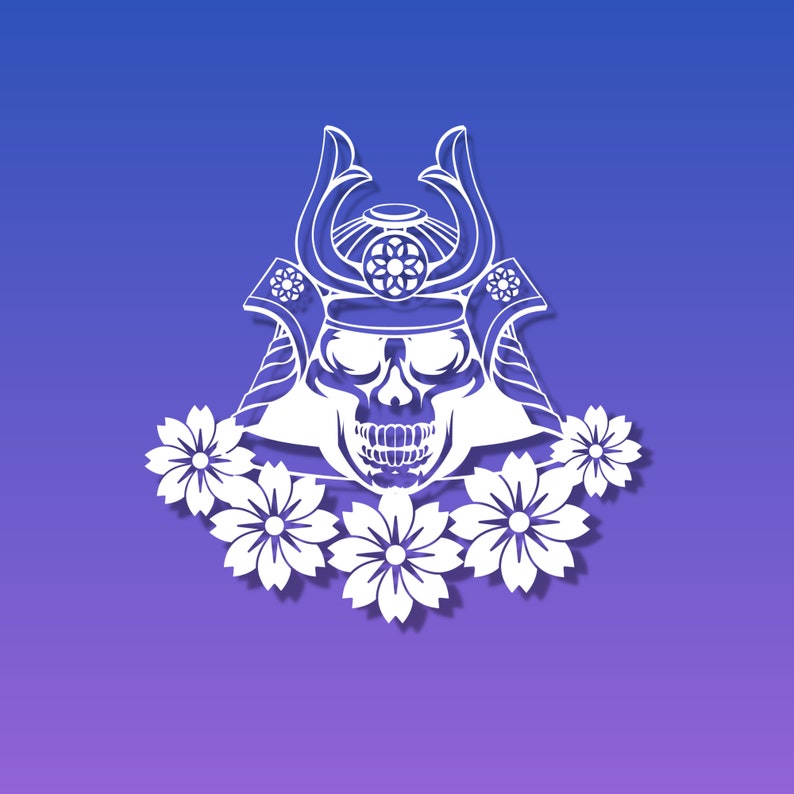 Samurai Skull Decal, Cherry Blossom Decal, Sakura Decal, Warrior Decal ...