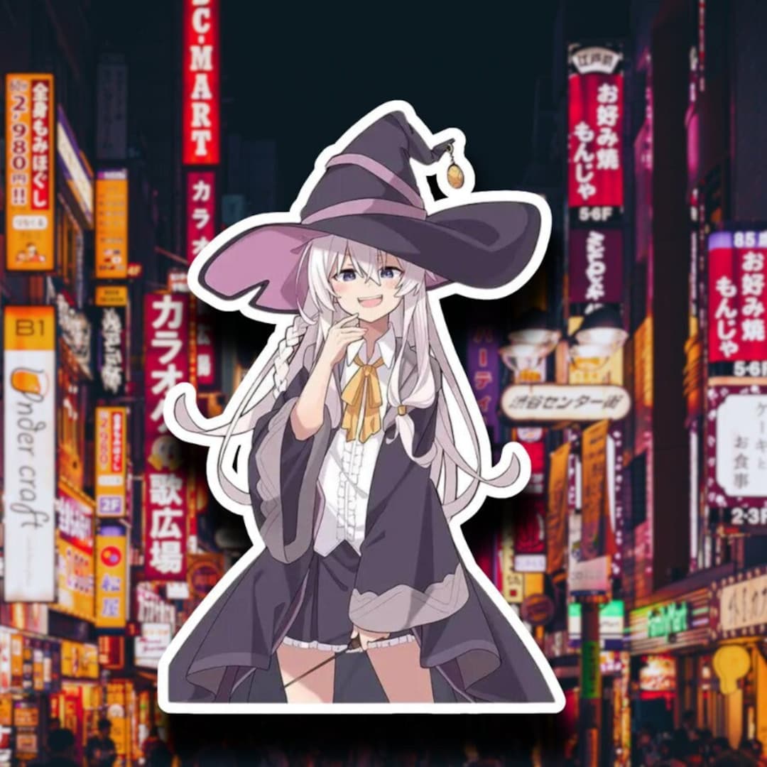 Anime Wizard Girl Decal, Japanese Wizard Sticker, Cute Anime Girl Vinyl ...