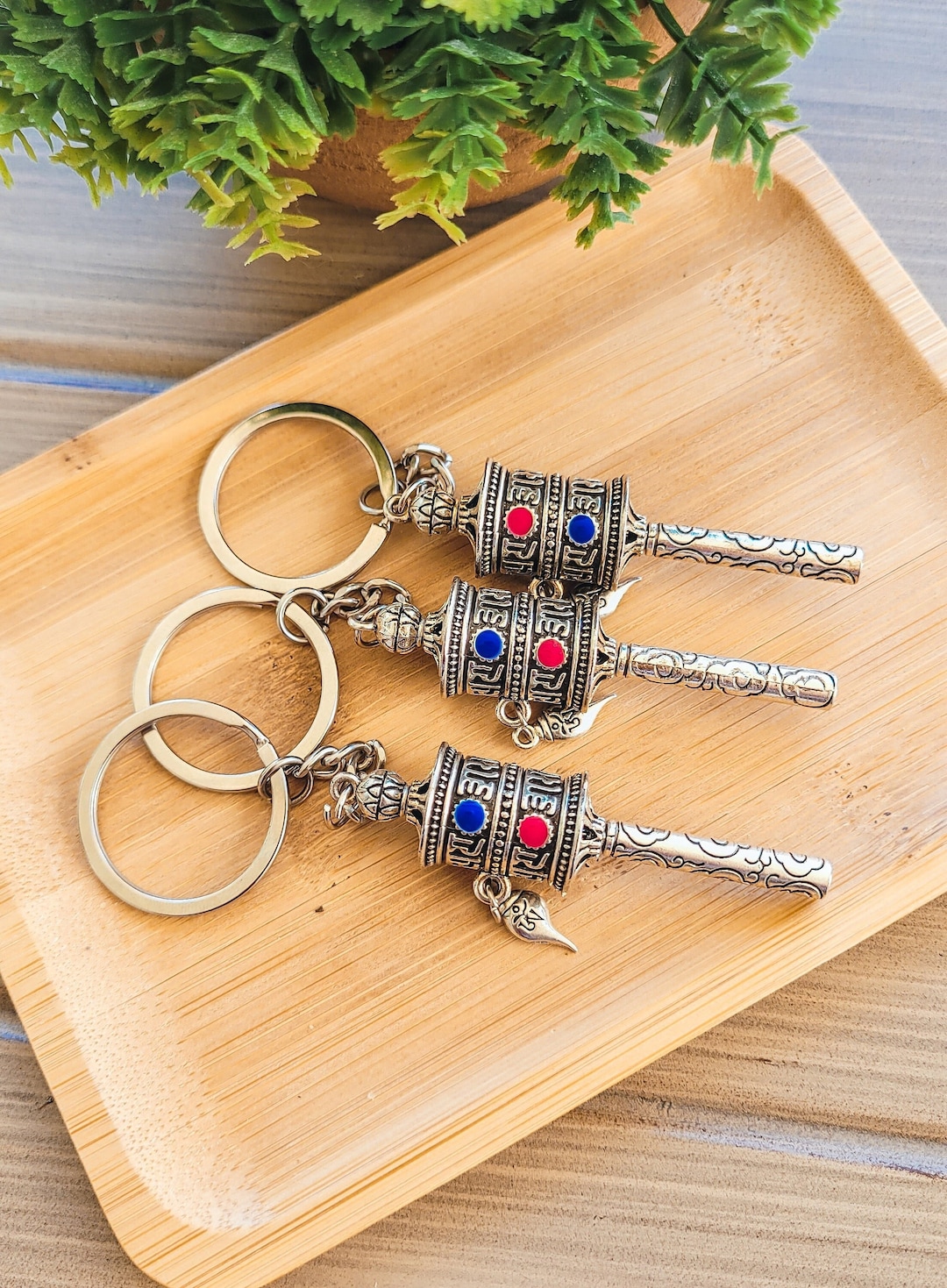 Om Mani Padme Hum Prayer Wheel Keychain Spiritual Buddhist Keyring ...