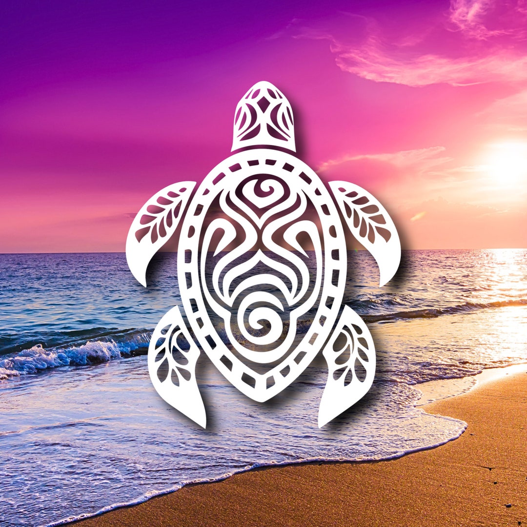 Tribal Sea Turtle Decal - Ocean-inspired Vinyl Sticker for Laptops ...