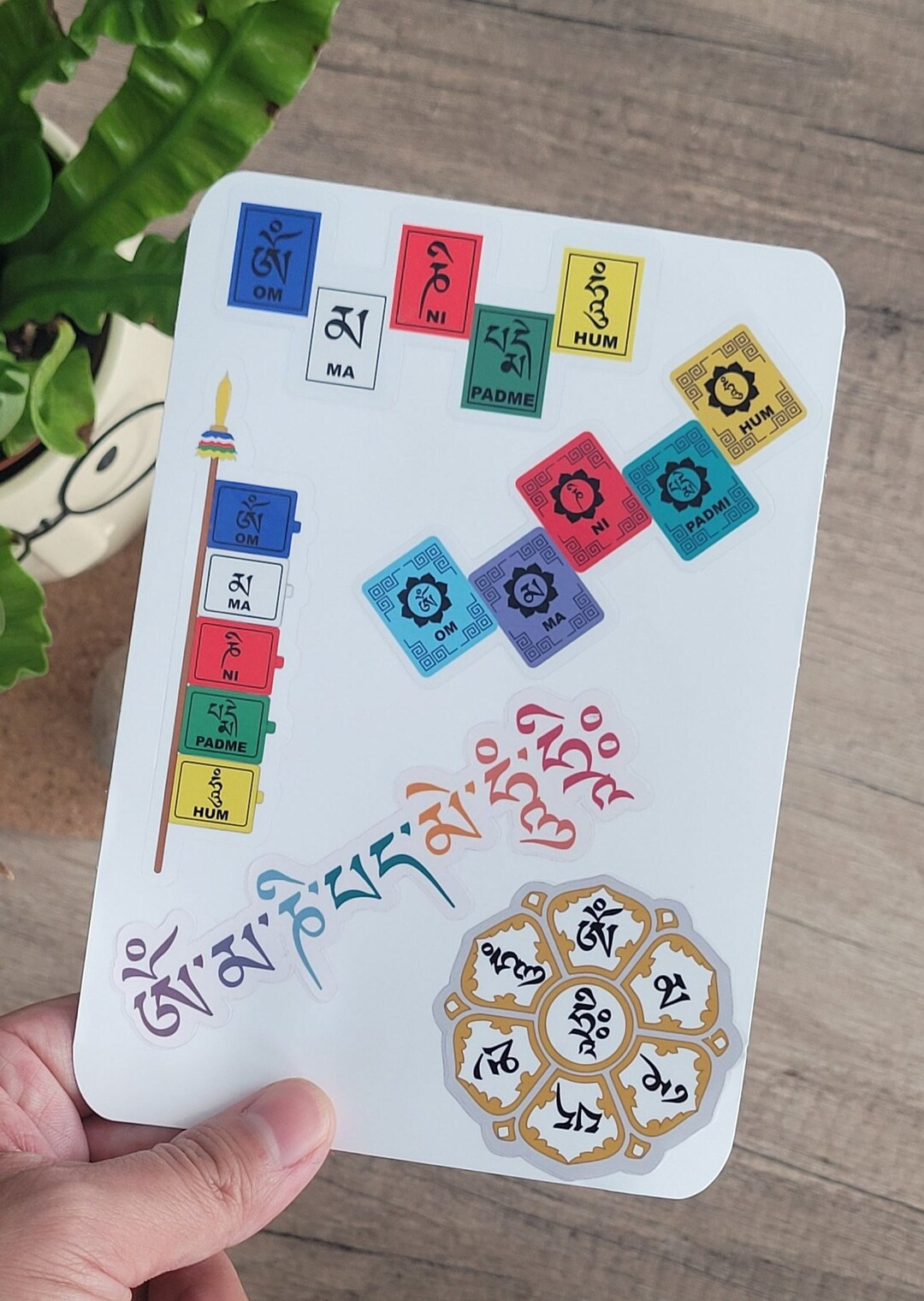 Five Om Mani Padme Hum Symbol Stickers,prayer Flags Sticker Pack ...