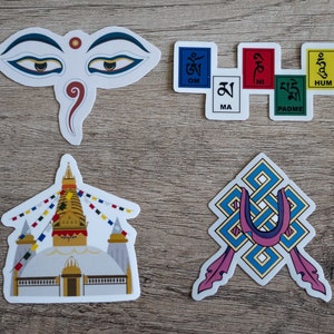 Buddhism Icon Sticker Pack - Set of 4 Om Mani Stickers - Meditation and ...