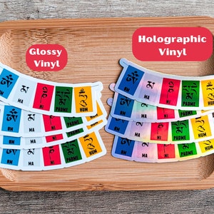 Om Mani Padme Hum Sticker, Prayer Flags Sticker, Tibetan Script Colored ...