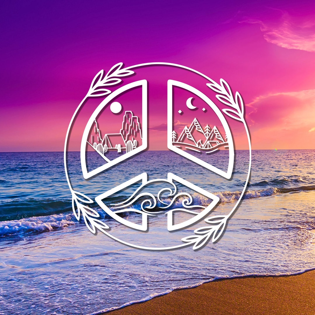 Elemental Peace Decal, Peace Sticker, Nature Lover Decal, Outdoor ...