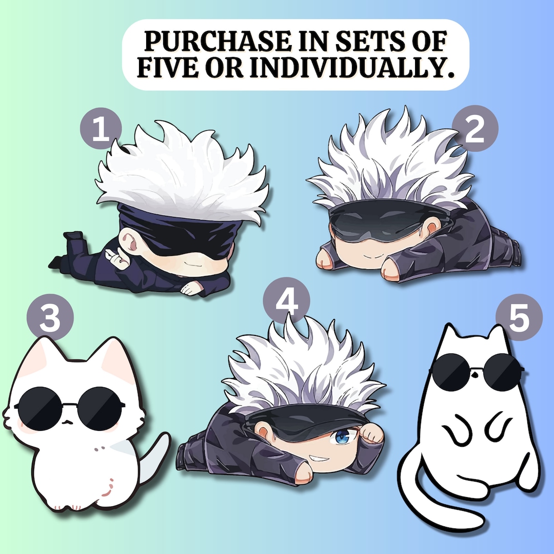 Gojo Sticker, Gojo Peeker Decal, Kawaii Ninja Cat Decal, Anime Sticker ...