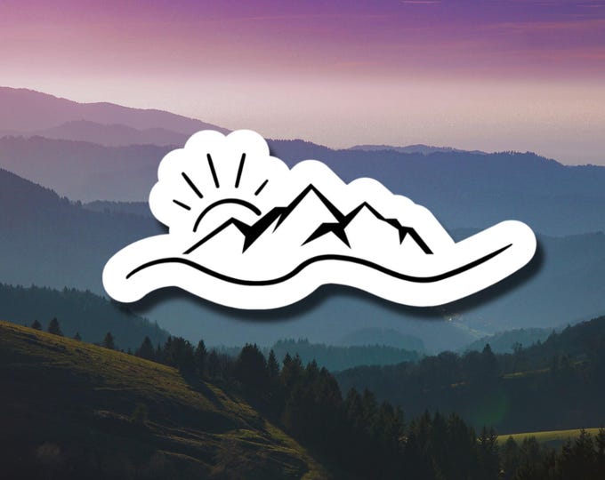 Wave Mountain Sun Hand Drawn Vinyl Decal Hand Drawn Wave Decal Wave ...