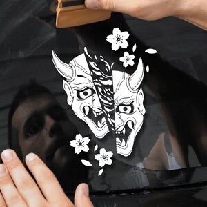 Oni Mask Decal, Hannya Decal , Japanese Monster Decal, Sakura Decal ...