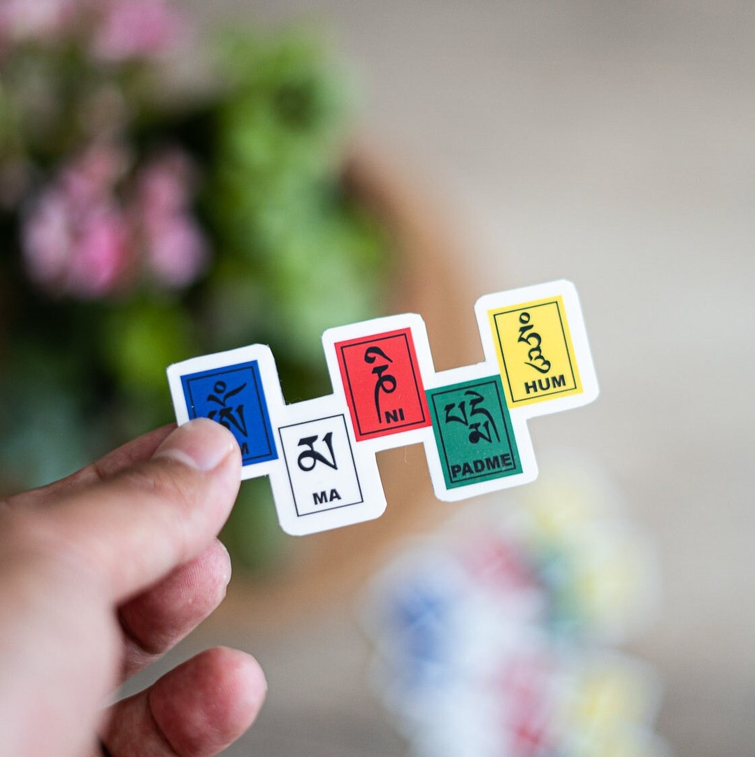 Om Mani Padme Hum Sticker/ Prayer Flags Sticker/ Buddhist Flag Sticker ...