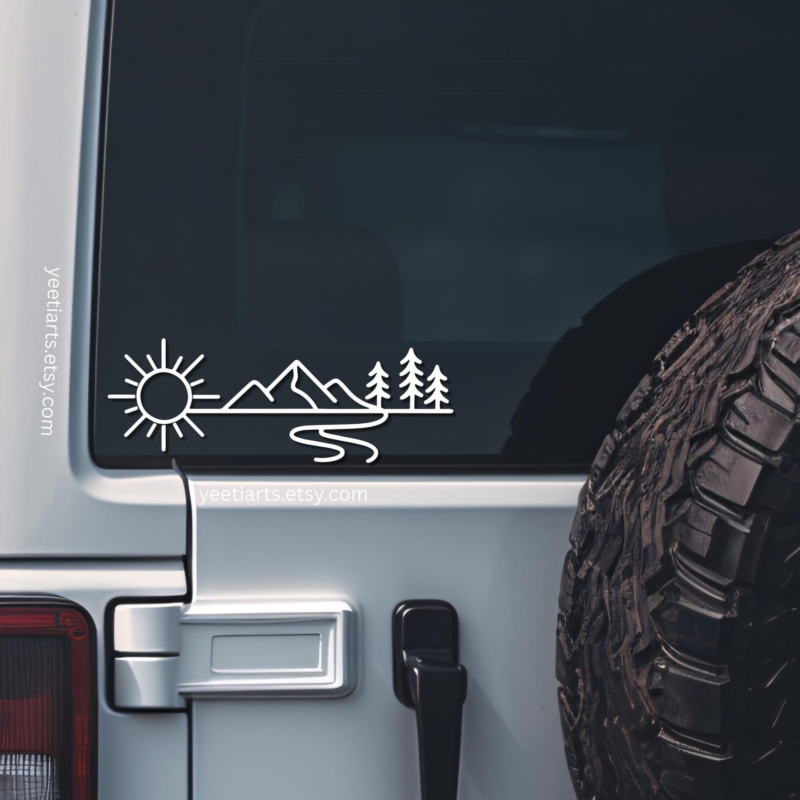 Mountain Sun River Decal - Nature Lover's Vinyl Sticker, Outdoor ...