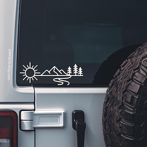 Mountain Sun River Decal - Nature Lover's Vinyl Sticker, Outdoor ...